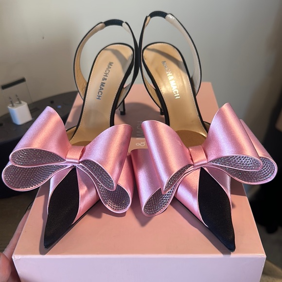 MACH & MACH | Shoes | Mach Mach Le Cadeau Pink Satin Slingbacksize 355 | Poshmark